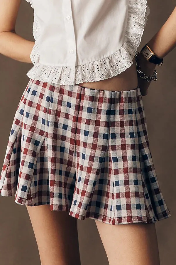 Maeve Godet Plaid Skort