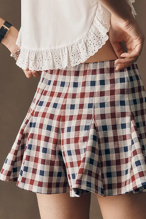 Maeve Godet Plaid Skort