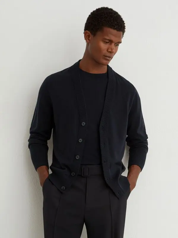 REISS Ashcroft Merino Wool V-neck Cardigan
