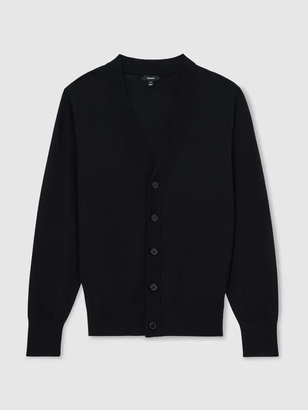 REISS Ashcroft Merino Wool V-neck Cardigan