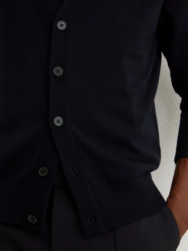 REISS Ashcroft Merino Wool V-neck Cardigan