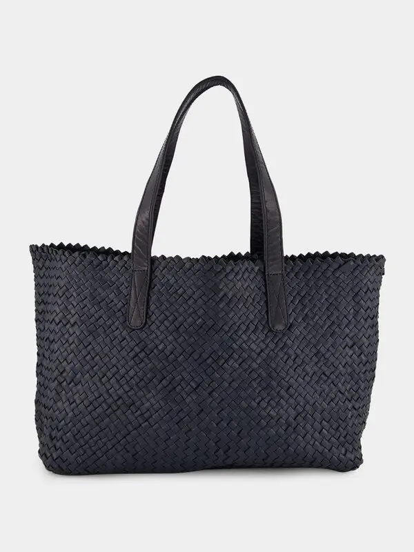 Dragon Diffusion Dark Woven Leather Shoulder Bag