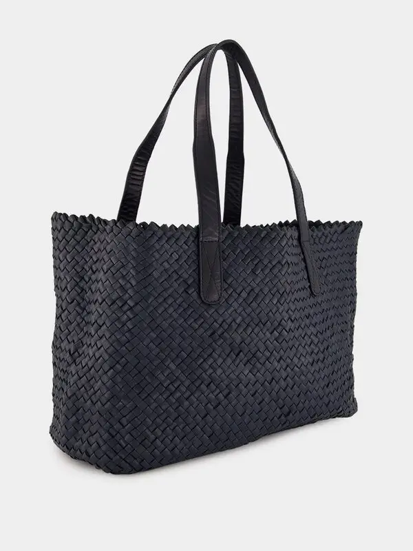 Dragon Diffusion Dark Woven Leather Shoulder Bag