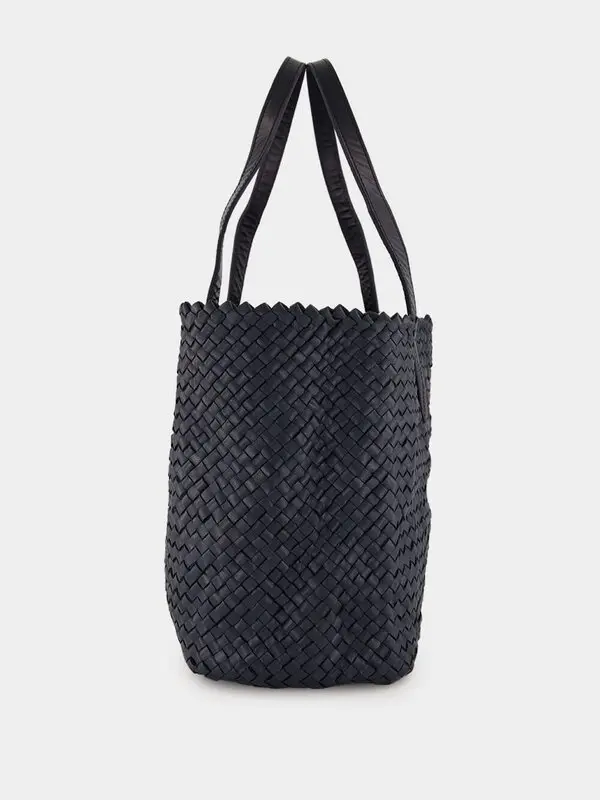 Dragon Diffusion Dark Woven Leather Shoulder Bag
