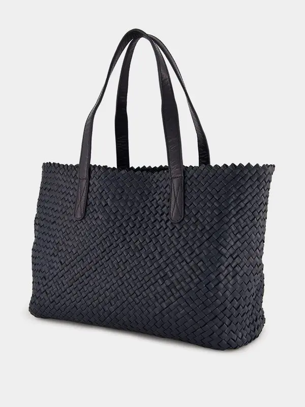 Dragon Diffusion Dark Woven Leather Shoulder Bag