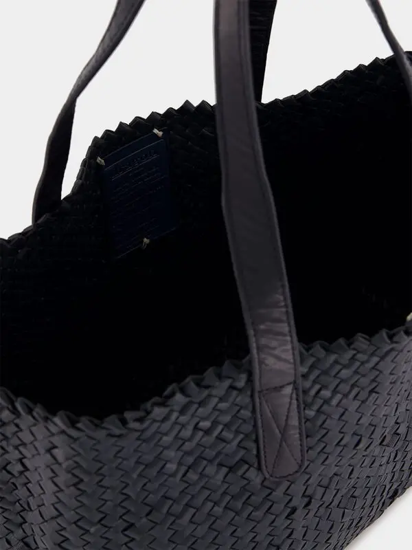 Dragon Diffusion Dark Woven Leather Shoulder Bag