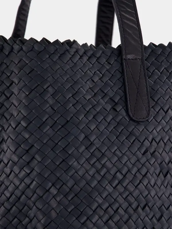 Dragon Diffusion Dark Woven Leather Shoulder Bag