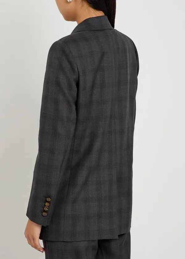 BLAZÉ MILANO Everyday Plaid Double-breasted Wool Blazer