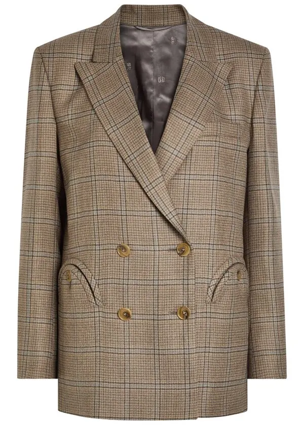 BLAZÉ MILANO Everynight Checked Double-breasted Wool Blazer