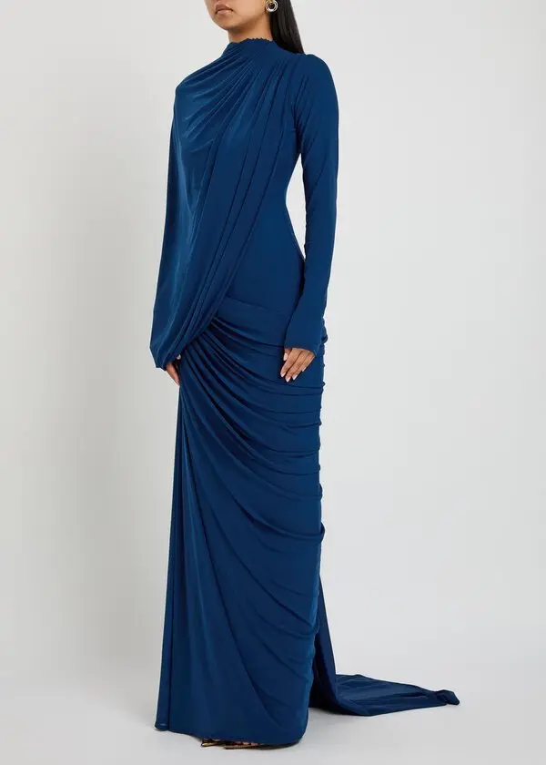 DEME The Settle Draped Asymmetric Stretch-jersey Gown