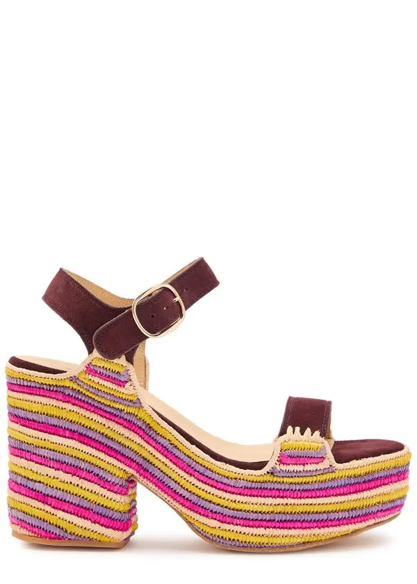 Gabriela Hearst Sardis 100 Striped Raffia Platform Sandals - Multicoloured
