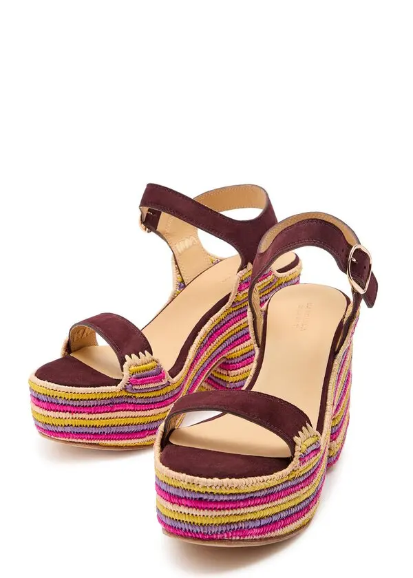 Gabriela Hearst Sardis 100 Striped Raffia Platform Sandals