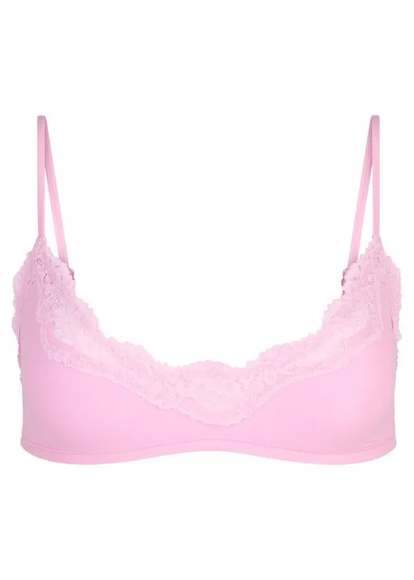 SKIMS Lace-trimmed Stretch-jersey Bralette - Pink