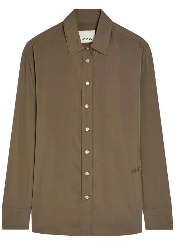 Isabel Marant Étoile Fabriza Logo-embroidered Modal-blend Shirt - Khaki