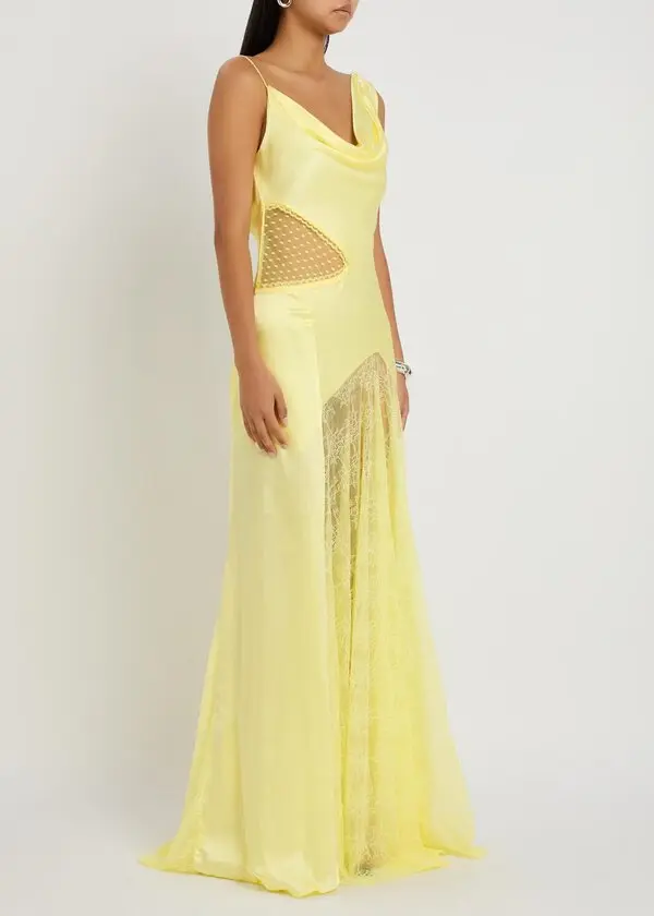DEME Bijou Lace And Silk Maxi Dress