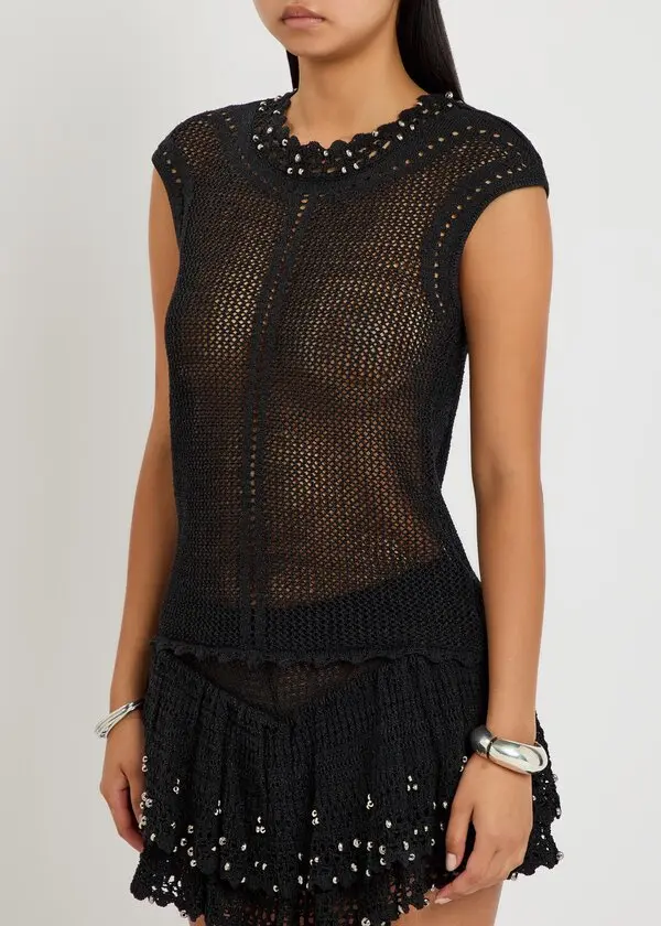 Isabel Marant Étoile Metorie Bead-embellished Crochet Top