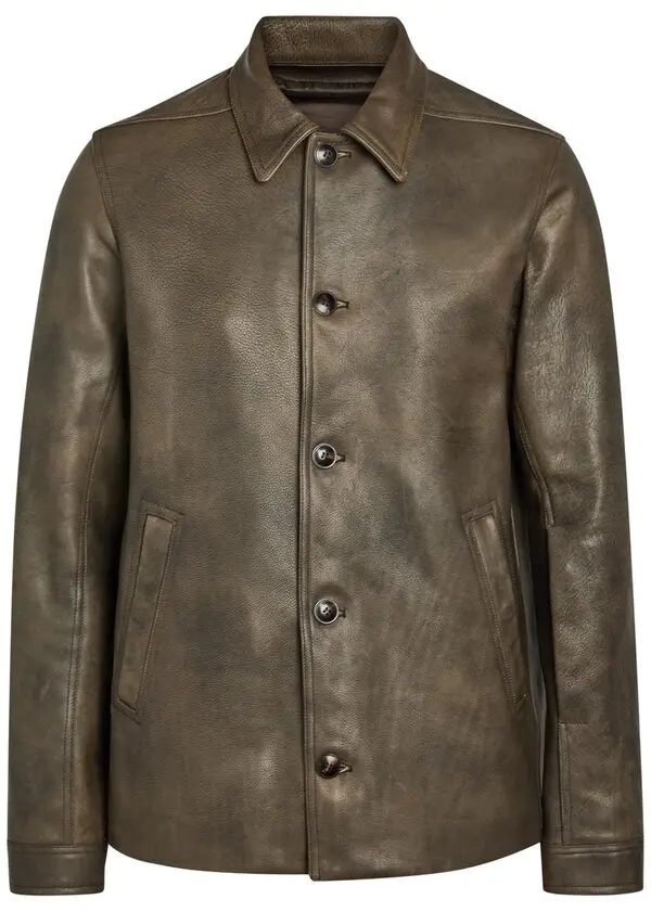 Rick Owens Brad Grained Leather Jacket