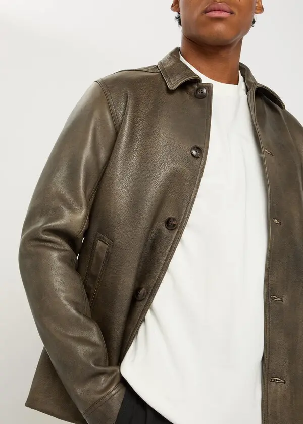 Rick Owens Brad Grained Leather Jacket
