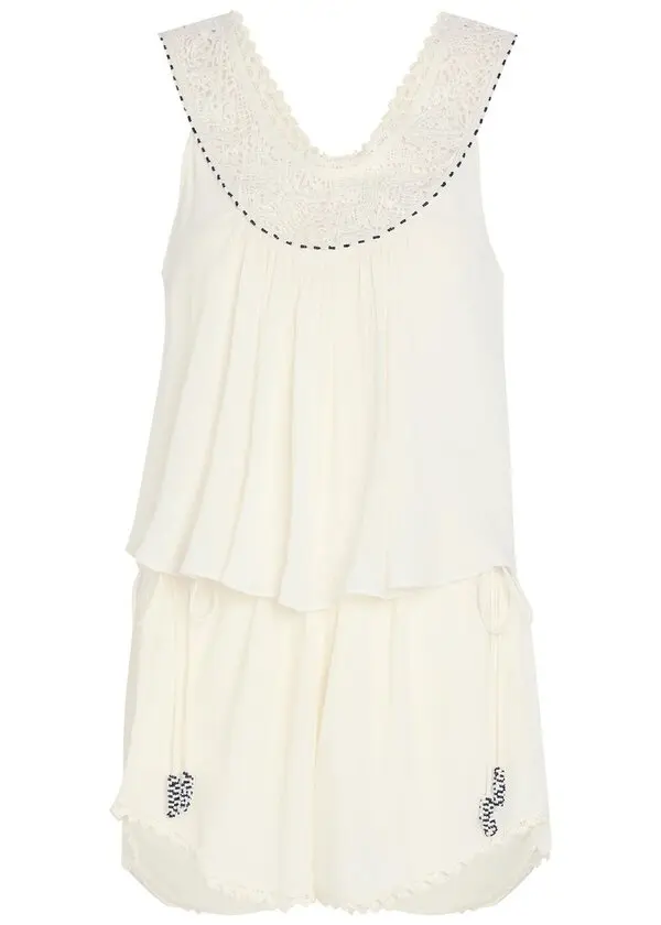 Isabel Marant Étoile Nilany Lace-trim Silk-georgette Playsuit