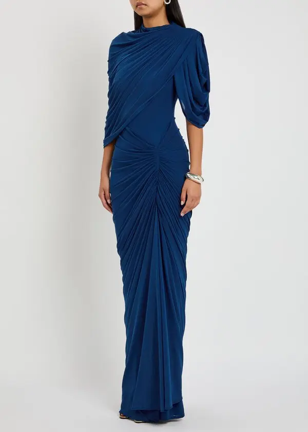DEME The Beth Draped Stretch-tulle Gown