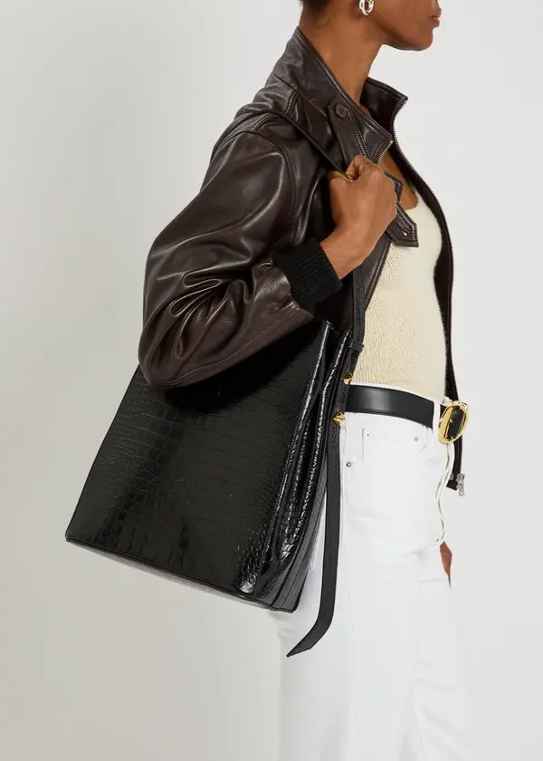 AMANU The Somalia Crocodile-embossed Leather Tote