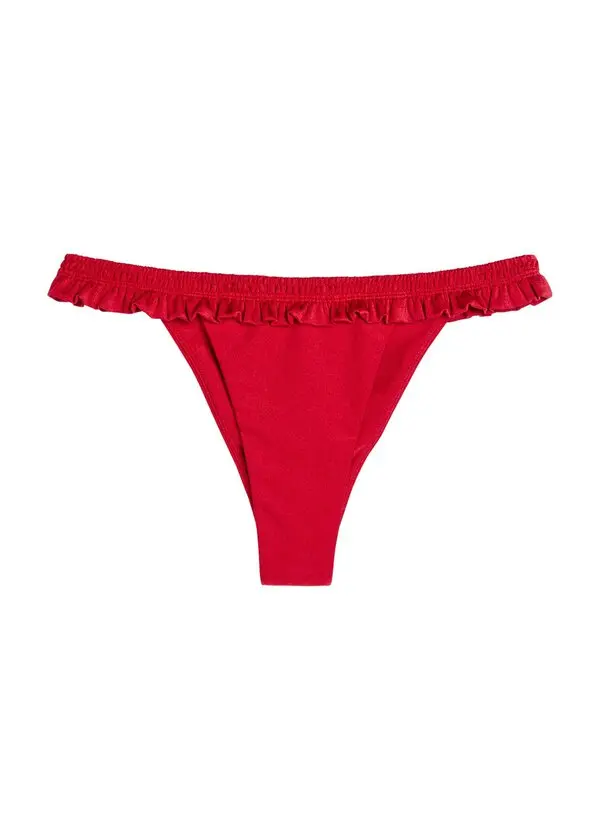 Faithfull The Brand Alma Ruffled Bikini Briefs - Red