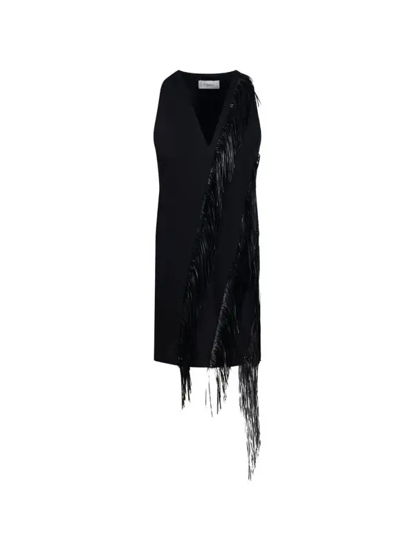Sportmax Sleeveless V-neck Fringed Dress - Multicolor