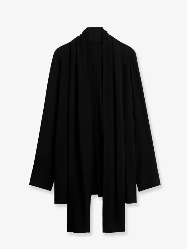 TOTEME High Neck Viscose Shirt With Scarf Detail - Black