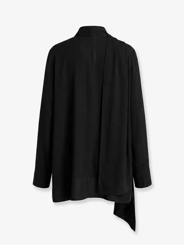 TOTEME High Neck Viscose Shirt With Scarf Detail - Black