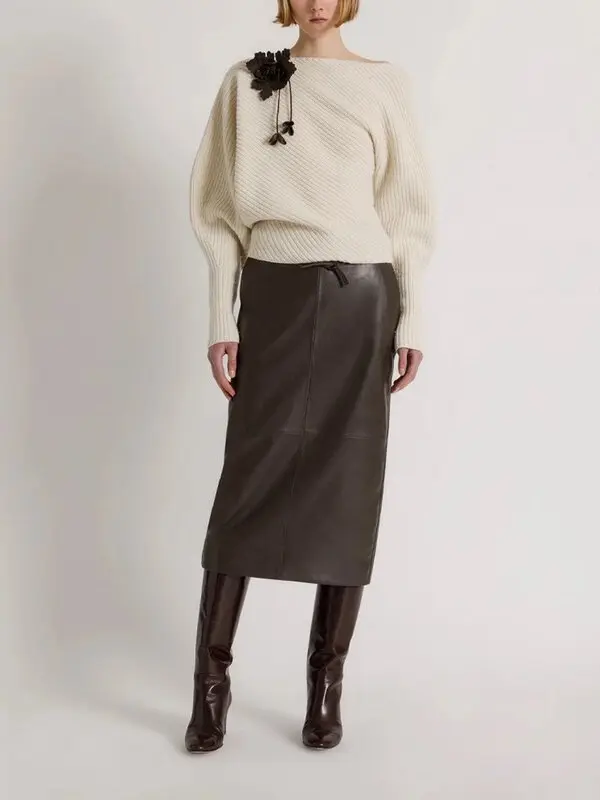 Alberta Ferretti Sheepskin Leather Skirt - Multicolor