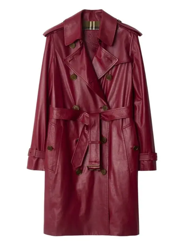 Burberry Kensington Leather Trench Coat - Multicolor