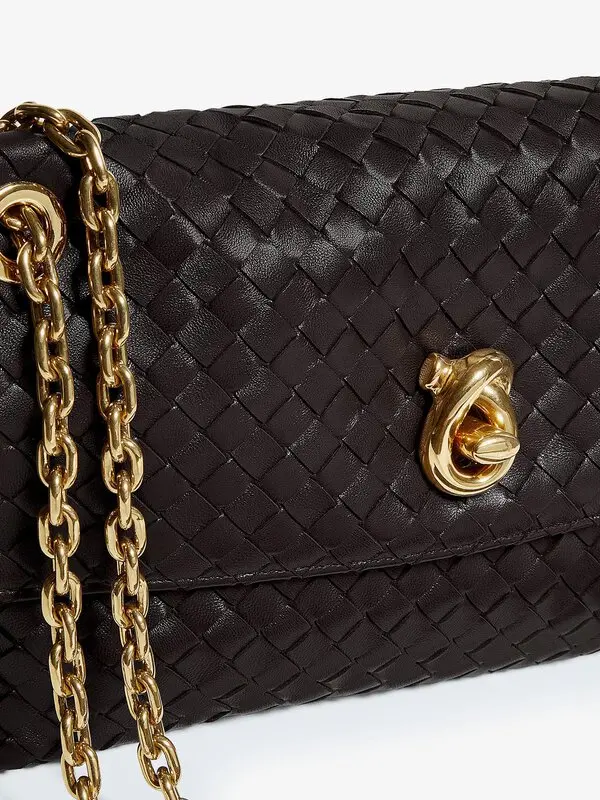 Bottega Veneta Madison Woven Leather Shoulder Bag With Knot Detail - Multicolor