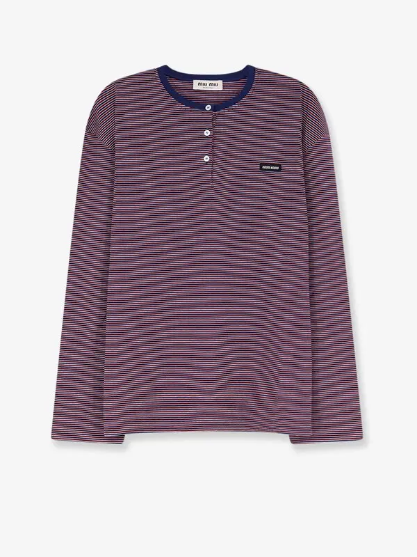 Miu Miu Cotton T-shirt With Striped Pattern