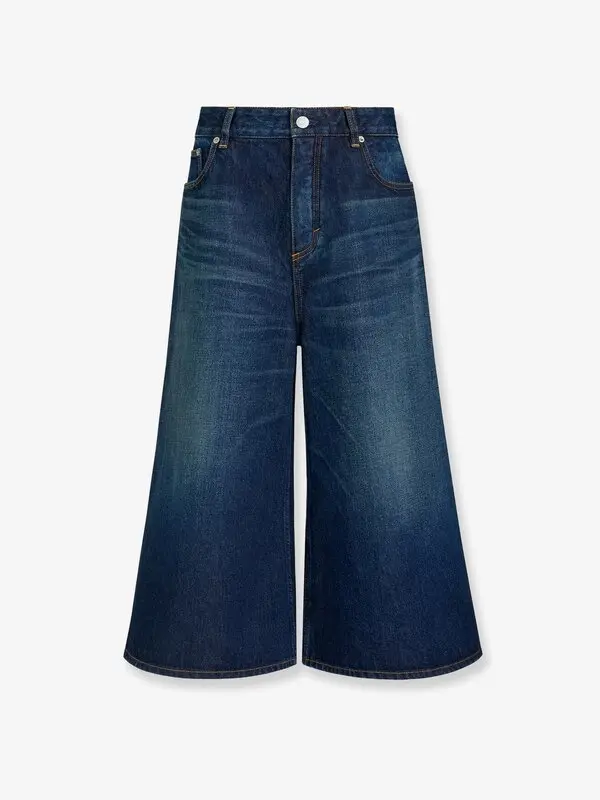 Alaïa Wide Leg Denim Bermuda Shorts - Multicolor