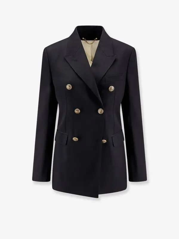 GOLDEN GOOSE Double-breasted Virgin Wool Blazer With Peak Lapel - Black