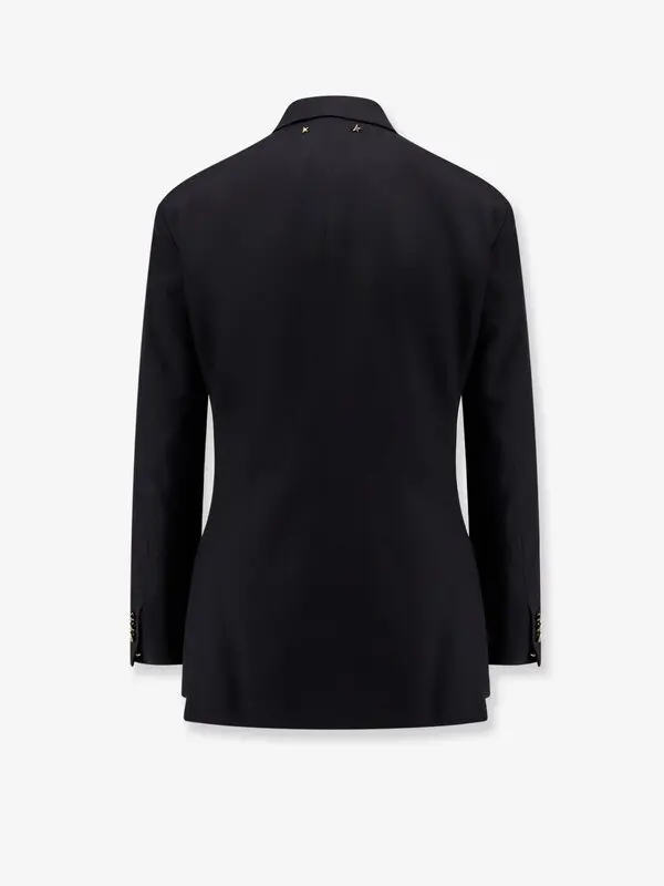 GOLDEN GOOSE Double-breasted Virgin Wool Blazer With Peak Lapel - Black
