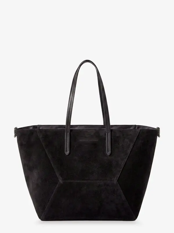 Brunello Cucinelli Suede Shoulder Bag With Engraved Logo - Multicolor