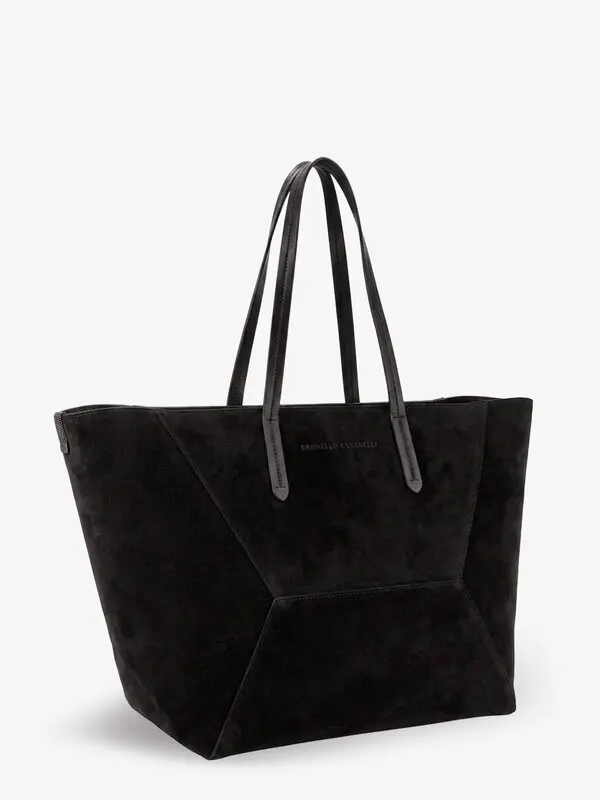 Brunello Cucinelli Suede Shoulder Bag With Engraved Logo - Multicolor
