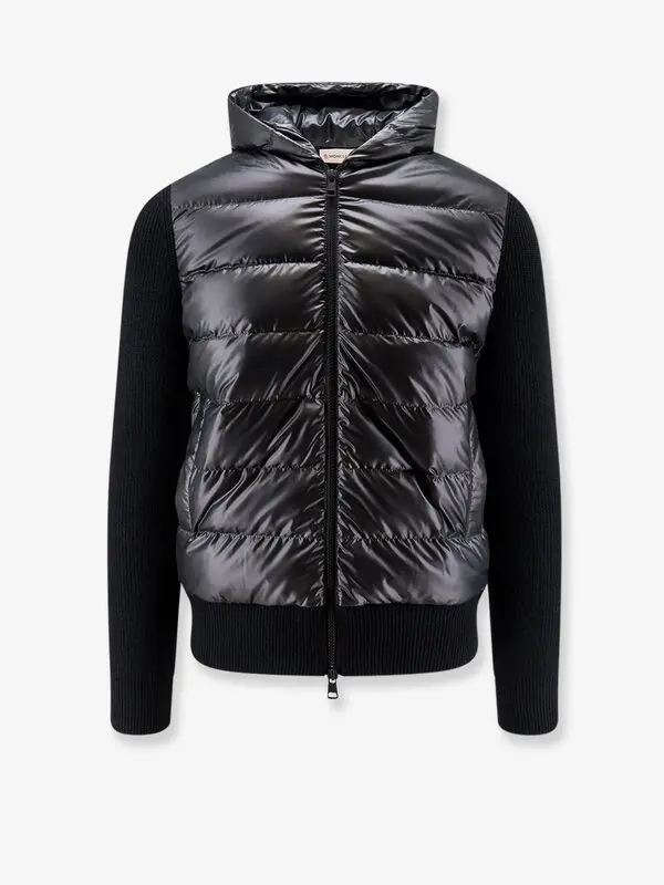 Moncler Down Jacket With Virgin Wool Inserts - Multicolor