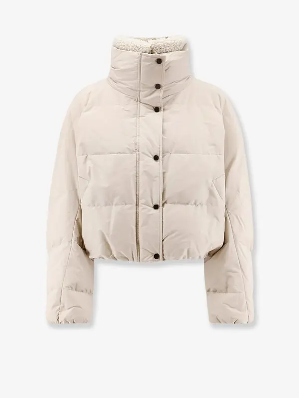 Brunello Cucinelli Down Jacket With Shearling Collar - Multicolor