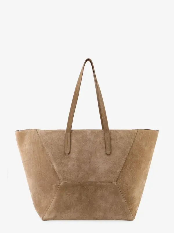 Brunello Cucinelli Suede Shoulder Bag With Engraved Logo - Multicolor