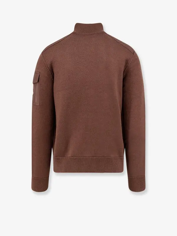 Moncler Virgin Wool Cardigan With Logo Patch - Multicolor