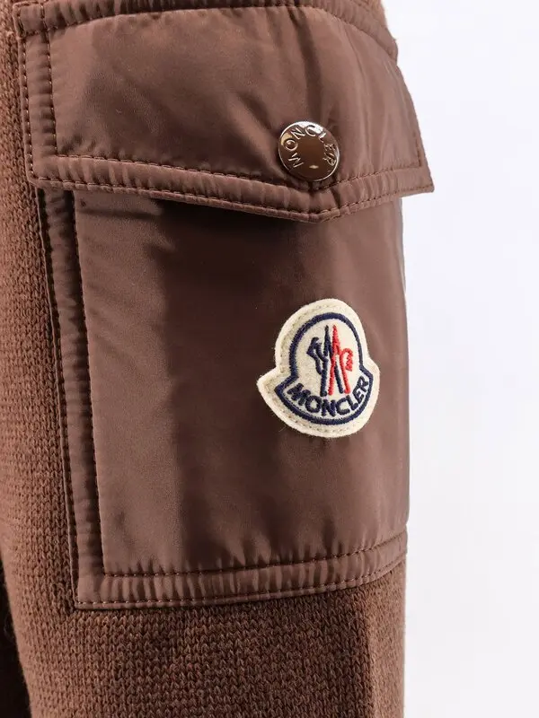 Moncler Virgin Wool Cardigan With Logo Patch - Multicolor