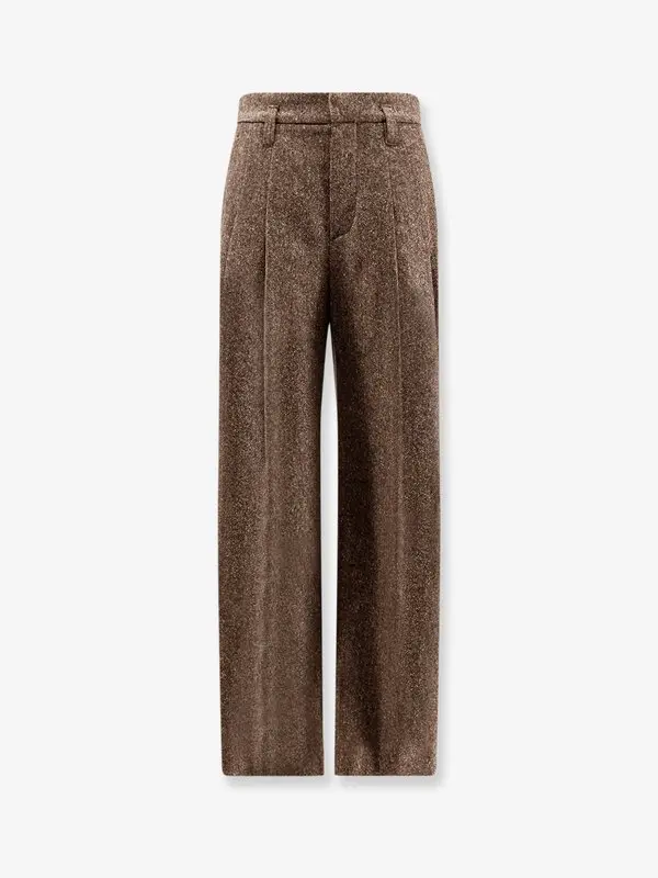 Brunello Cucinelli Melange Wool Blend Trousers - Brown