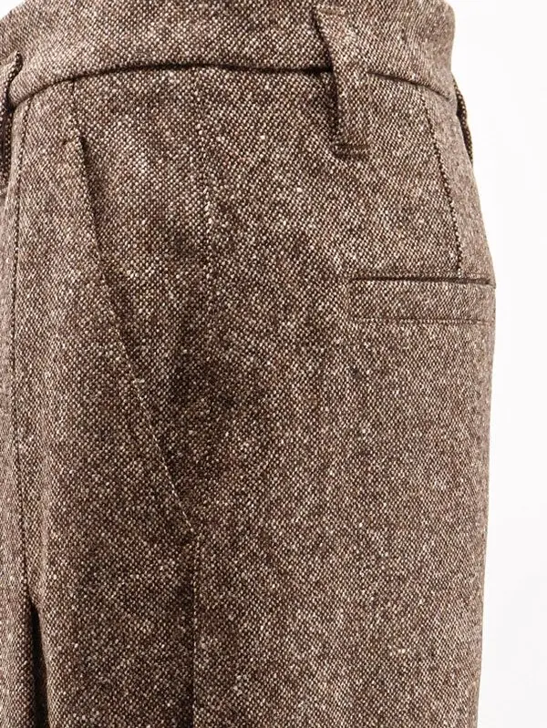 Brunello Cucinelli Melange Wool Blend Trousers - Brown
