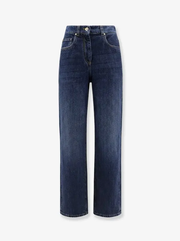 Brunello Cucinelli Wide Leg Full Length Jeans - Multicolor