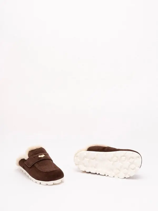 Miu Miu Suede And Shearling Mules