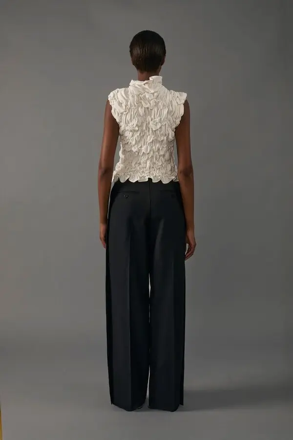 HEIRLOME Sloane Mock-neck Popcorn Top In Silk Crepe - Ivory
