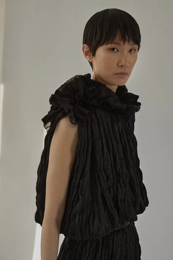 HEIRLOME Emma Top With Crinkle-pleat Ruffles