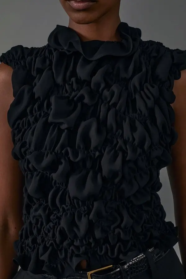 HEIRLOME Sloane Mock-neck Popcorn Top - Black
